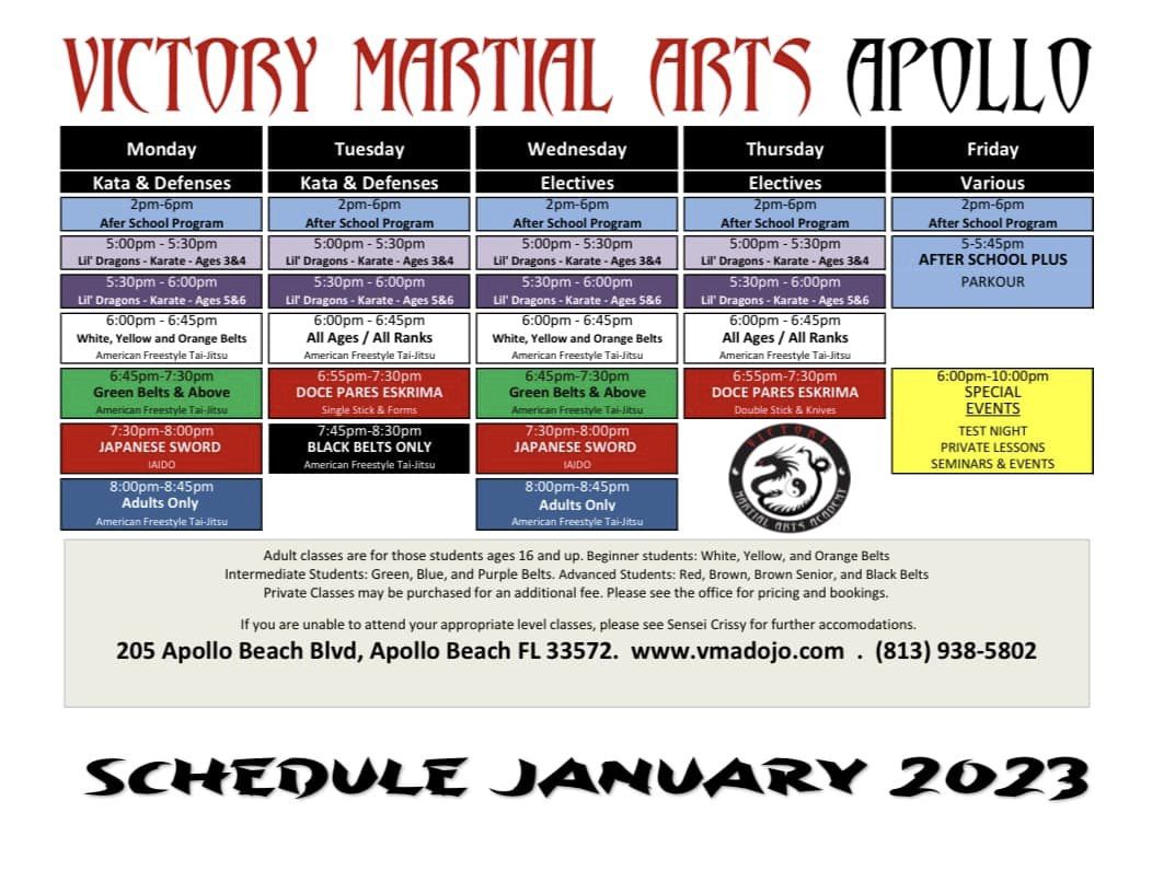 Schedule - Victory Martial Arts Academy - Tampa Bay's Premier Martial ...